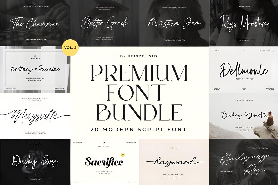 20 Modern Script Fonts • Handwritten Calligraphy Bundle (digital ...