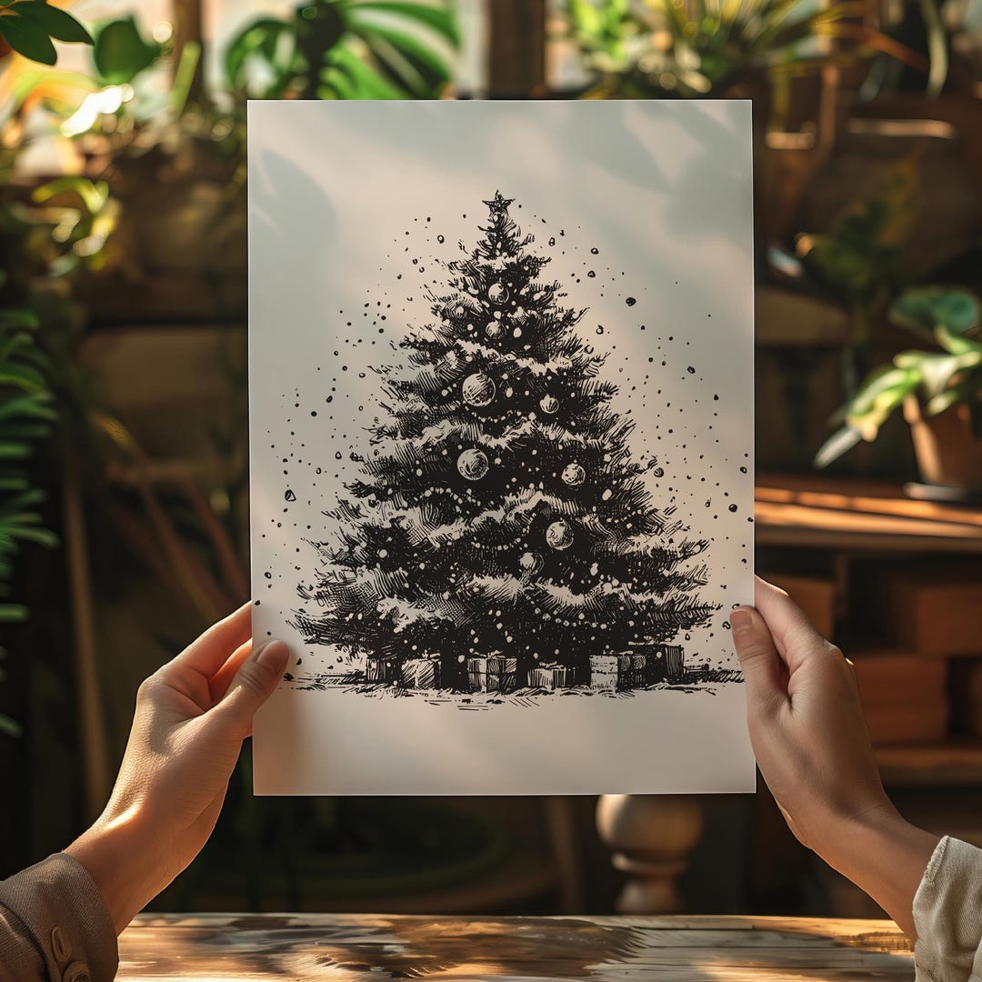 Vintage Christmas Tree Wall Art | Printable Decor | Holiday Tree ...