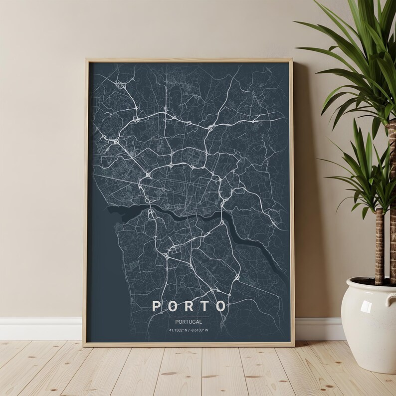 Porto Map Poster: Portugal City Print, Minimalist Travel Art - Etsy UK