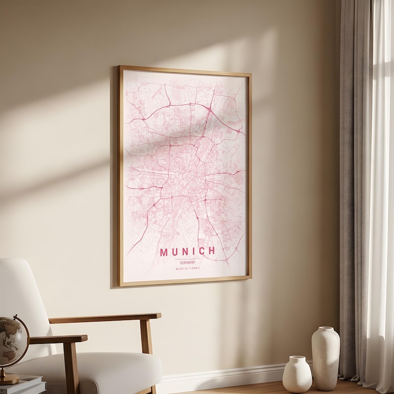 Munich Map Poster, Germany City Travel Print, European Wall Art - Etsy