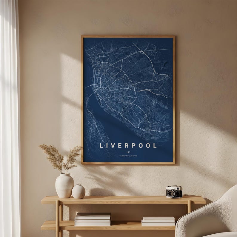 Liverpool Map Print: Modern Map Decor, UK Travel Art, City Wall Art - Etsy