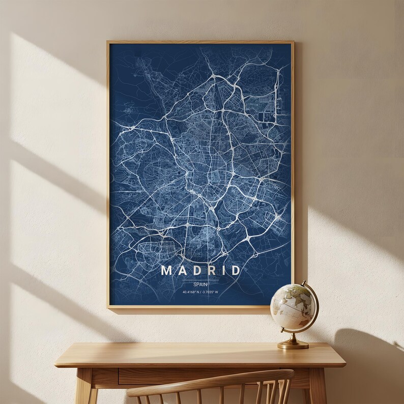 Madrid Map Print: Spain Travel Poster, Neutral Home Decor, Spanish Wall ...