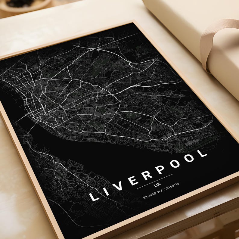 Liverpool Map Print: Modern Map Decor, UK Travel Art, City Wall Art - Etsy