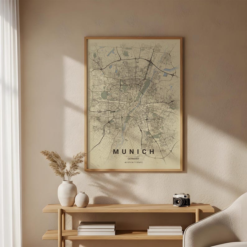 Munich Map Poster, Germany City Travel Print, European Wall Art - Etsy