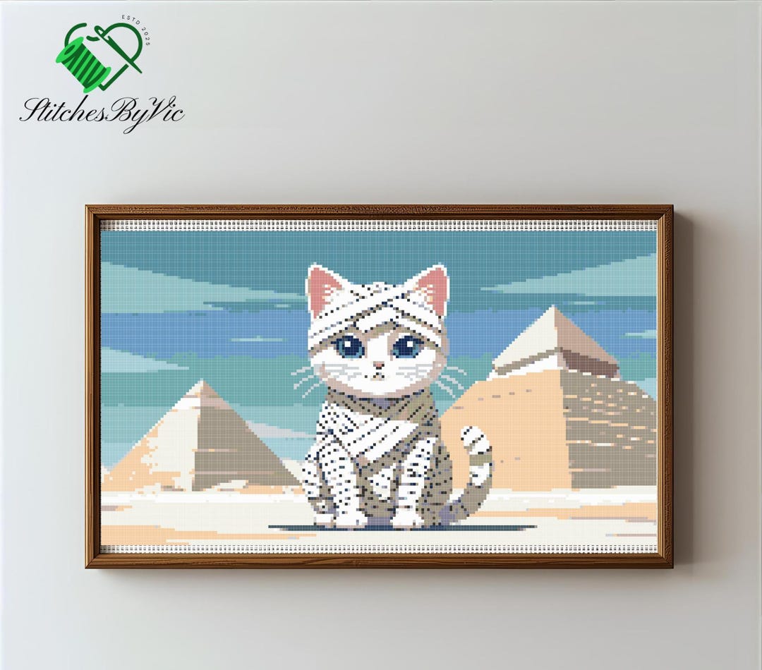 Mummy Cat Cross Stitch Pattern: Halloween Cartoon (instant Download) - Etsy