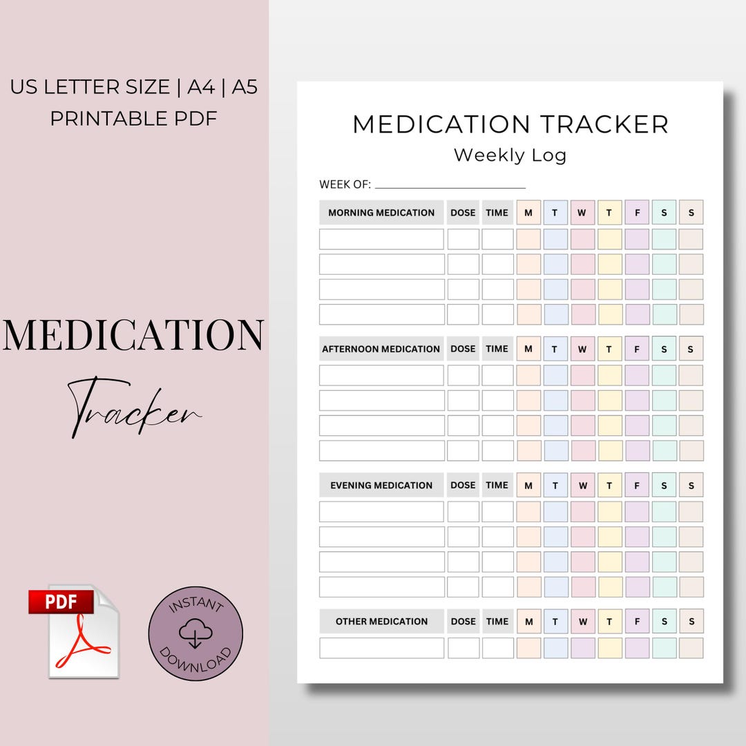 Weekly Medication Tracker Printable | Daily Medication Log | Printable ...