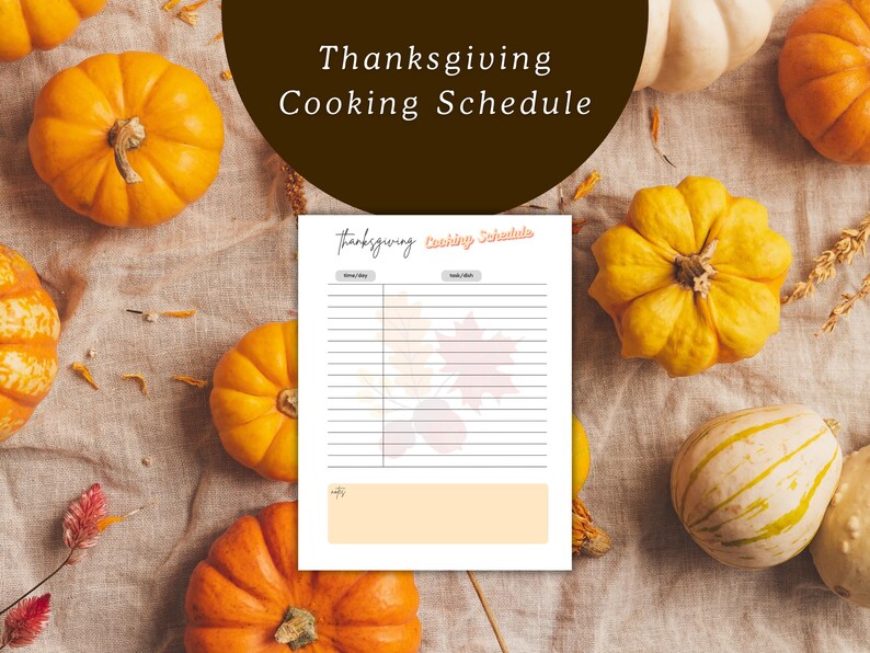 Thanksgiving Cooking Schedule | Meal Prep Printable | Thanksgiving Menu ...