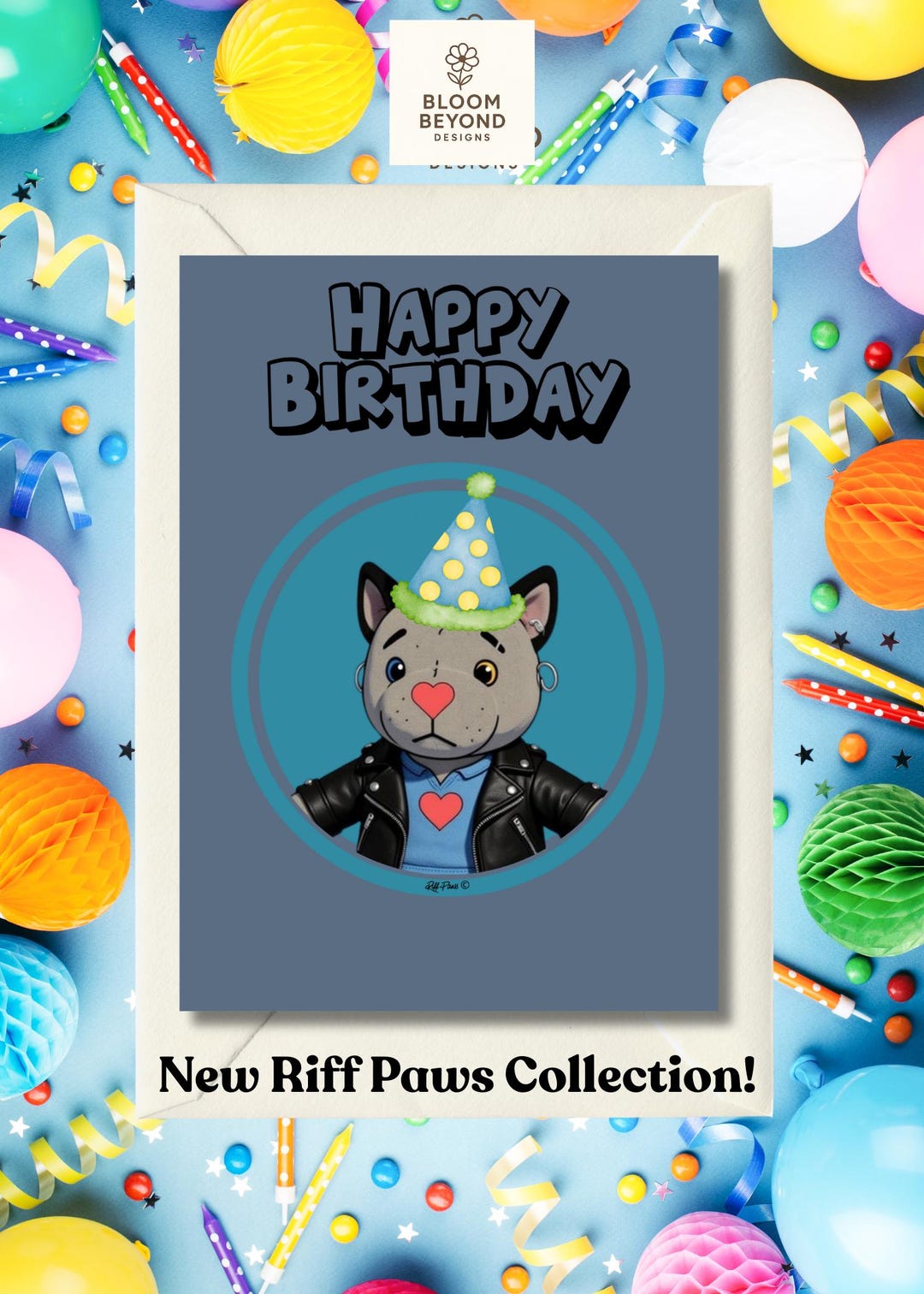 5x7 Printable Happy Birthday Riff Paws Card Digital Download - UK ...