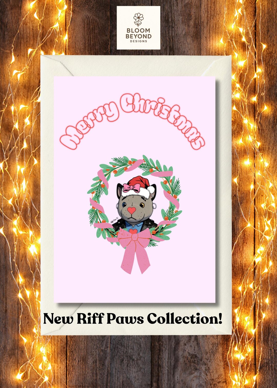 5x7 Printable Christmas Pink Riff Paws Card Digital Download - UK ...
