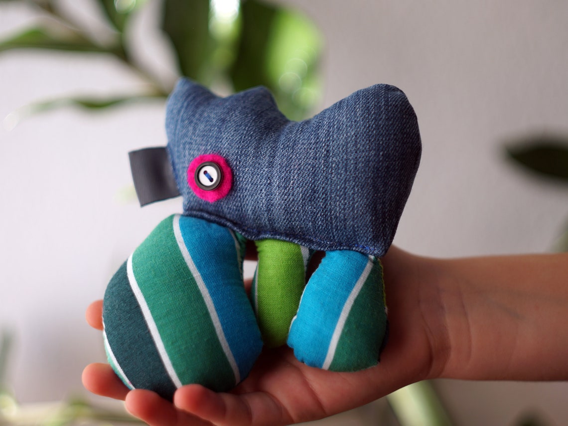 Handmade Upcycled Toy, Denim Cotton Fabric and Felt. Minimalist Design ...