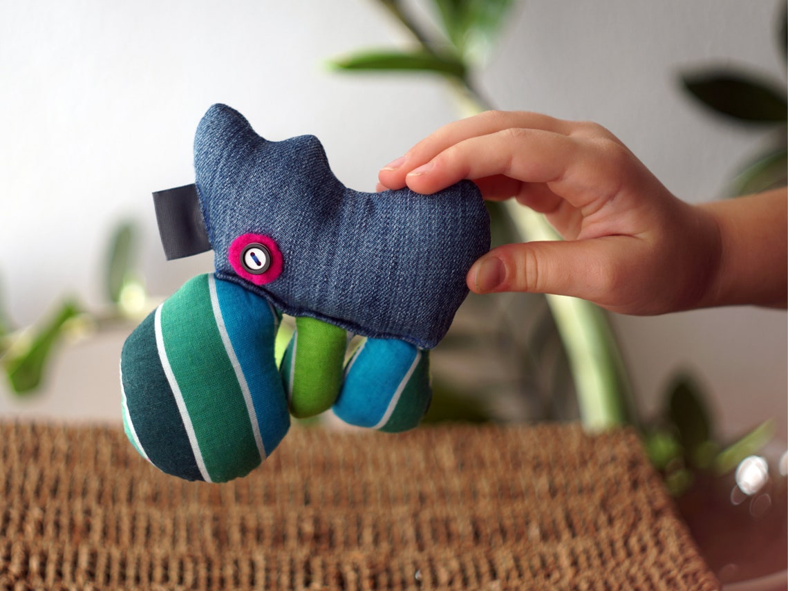 Handmade Upcycled Toy, Denim Cotton Fabric and Felt. Minimalist Design ...