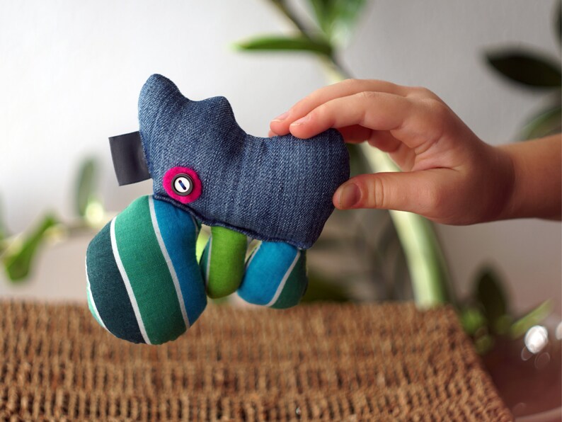 Handmade Upcycled Toy, Denim Cotton Fabric and Felt. Minimalist Design ...