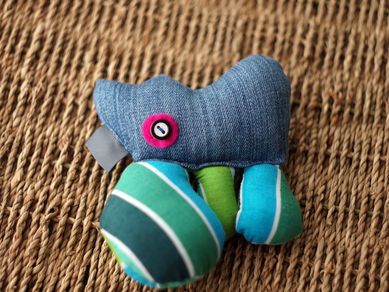 Handmade Upcycled Toy, Denim Cotton Fabric and Felt. Minimalist Design ...
