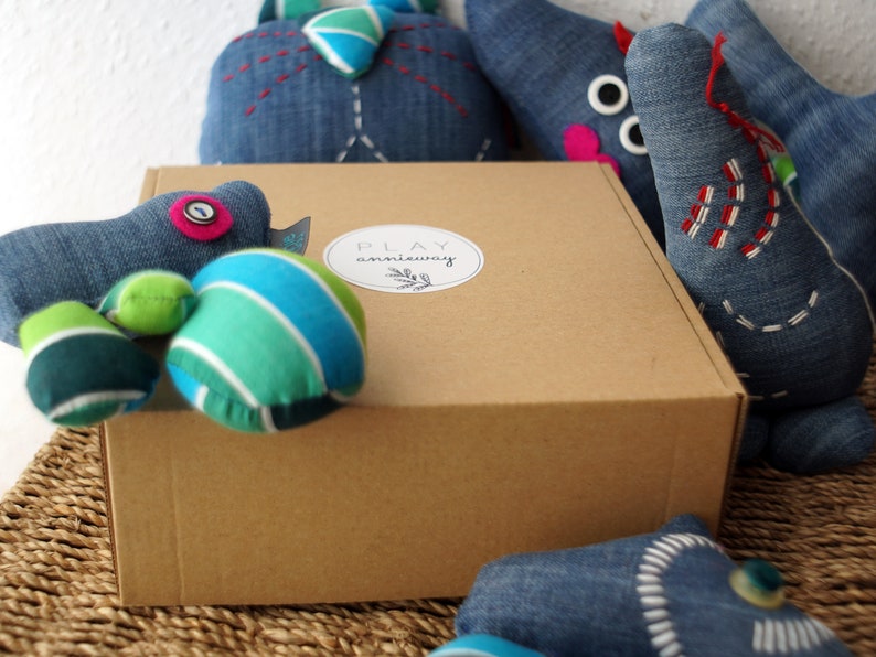 Handmade Upcycled Toy, Denim Cotton Fabric and Felt. Minimalist Design ...