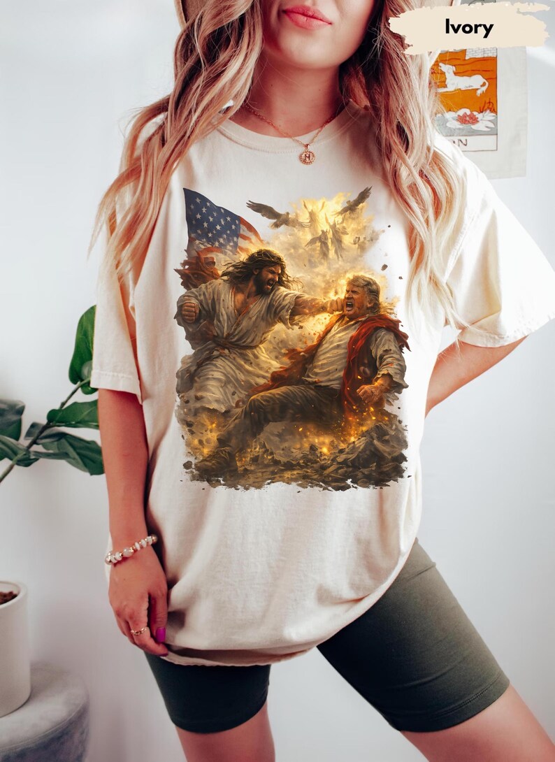 Jesus Punching Trump Chili Shirt Funny Political Satire Tee for ...