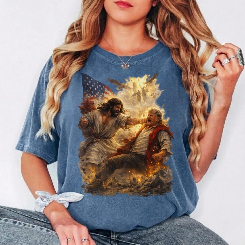 Jesus Punching Trump Chili Shirt Funny Political Satire Tee for ...