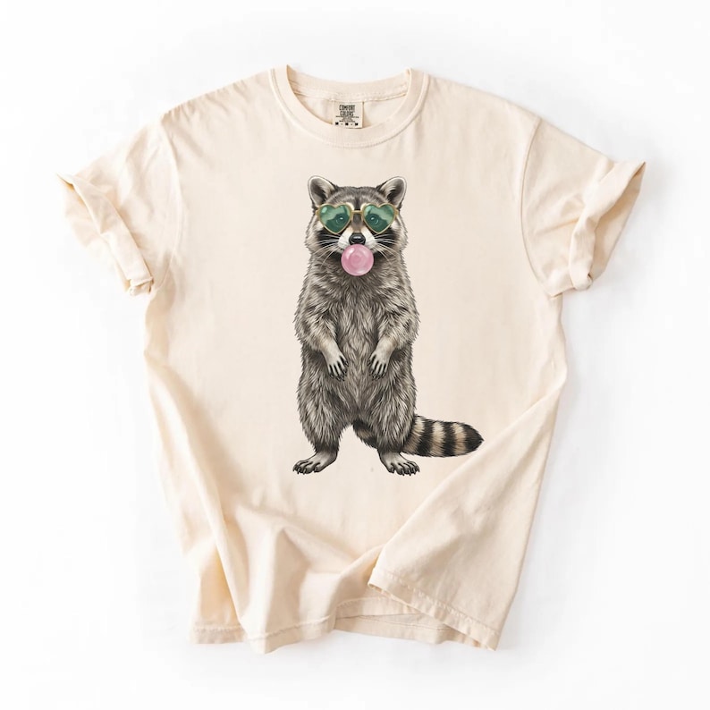 Raccoon Blowing Bubble Gum T-shirt | Cute Animal Graphic Tee - Etsy UK