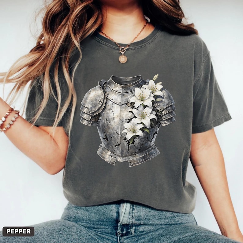 Floral Armor Chestplate T-shirt | Medieval Knight With White Lilies ...