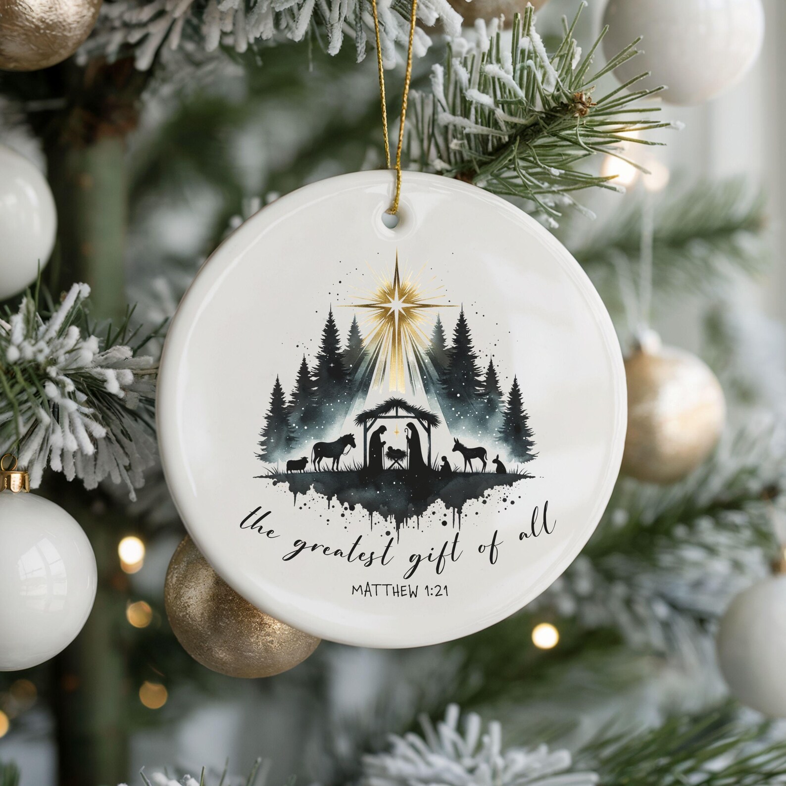 Nativity Christmas Ornament, the Greatest Gift of All, Religious ...