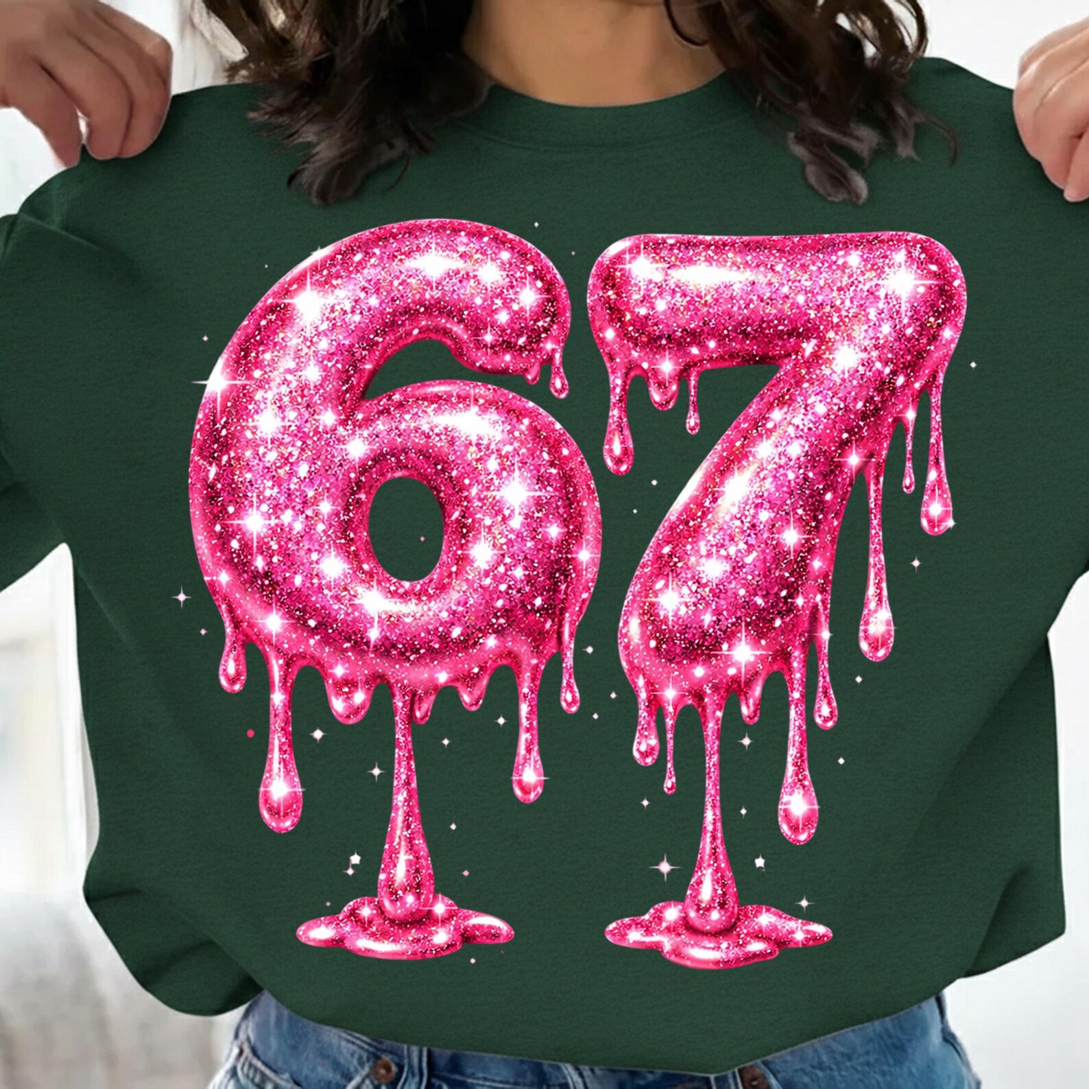 Pink Glitter 67 PNG, Dripping Numbers Sublimation Design - Etsy