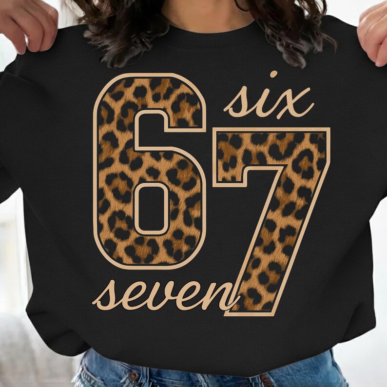 67 Meme PNG, Leopard Print Numbers, Gen Z Design (digital Download ...