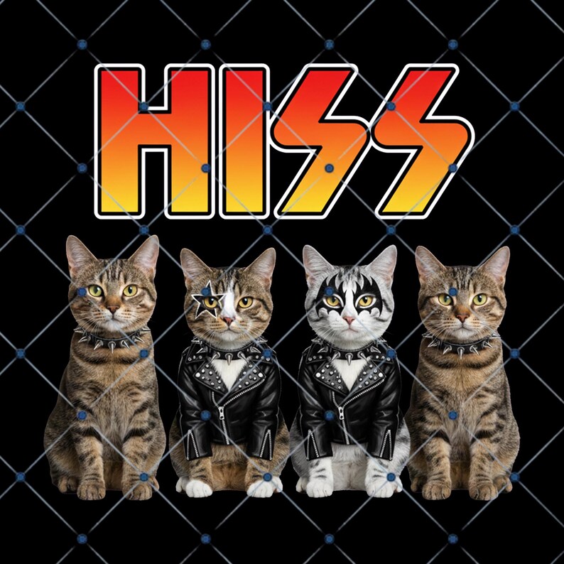 HISS Rock Cats PNG - Funny Band Parody, Retro Rock Graphic (digital ...