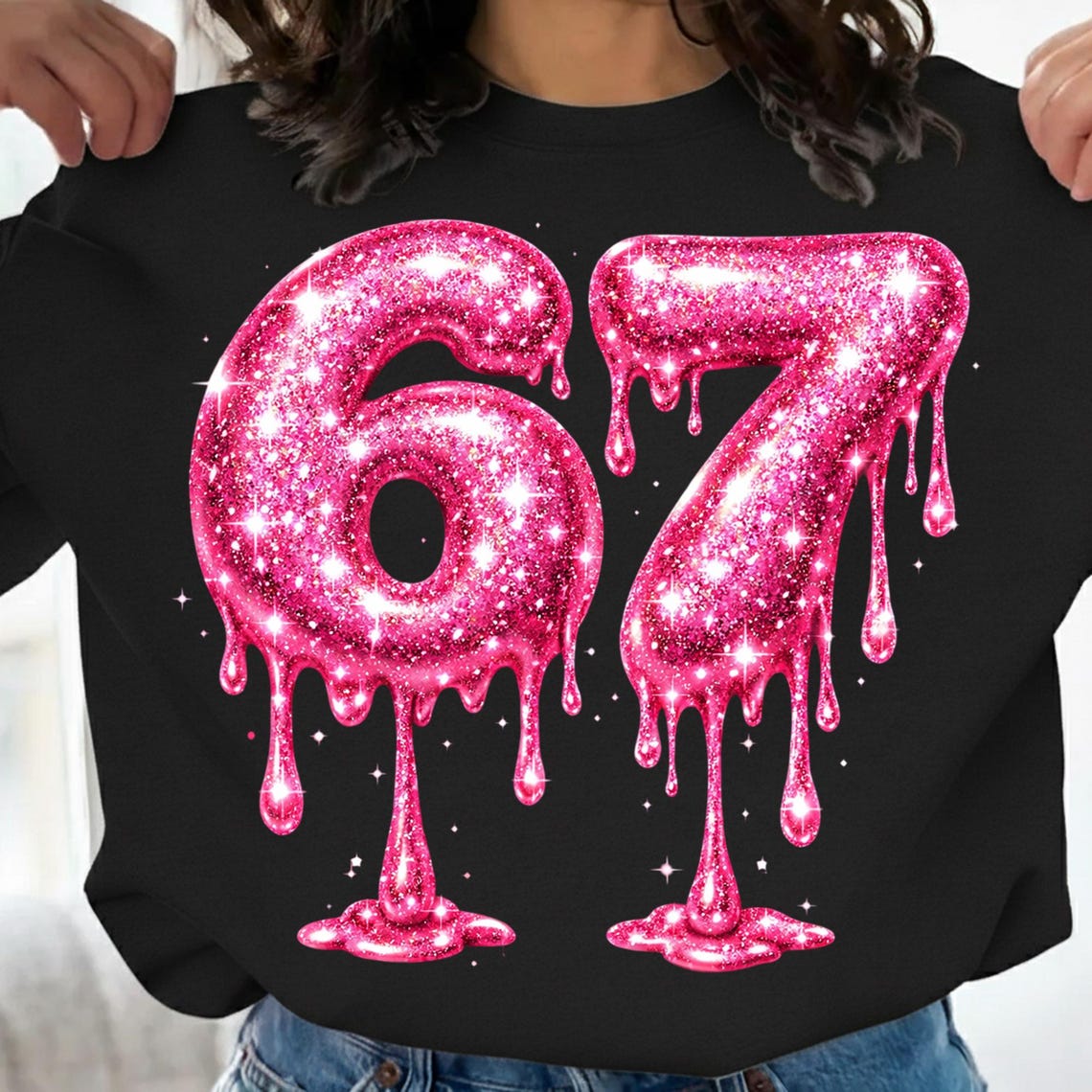 Pink Glitter 67 PNG, Dripping Numbers Sublimation Design - Etsy