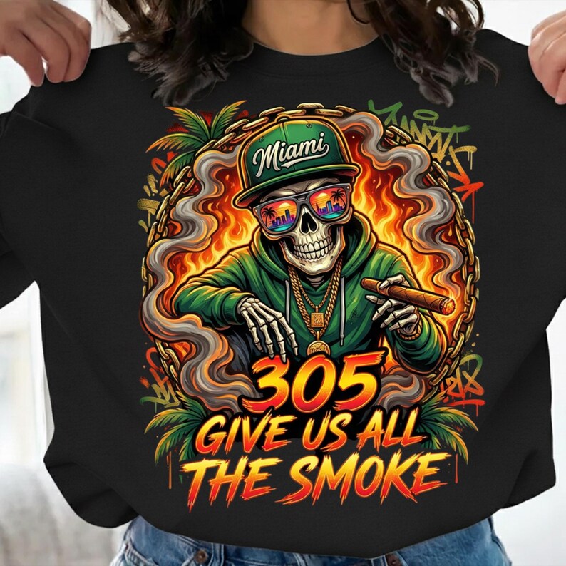Miami 305 Skeleton PNG | Urban Graffiti Skull Clipart (digital Download ...