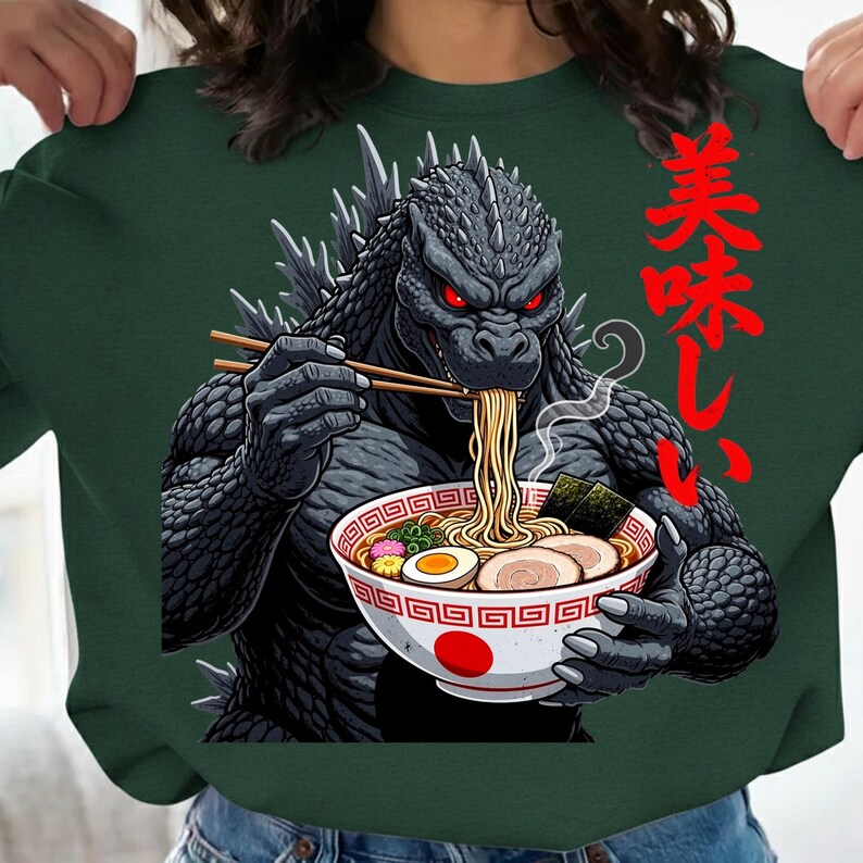 Kaiju Godzilla Eating Ramen PNG, Otaku Anime Design (digital Download ...
