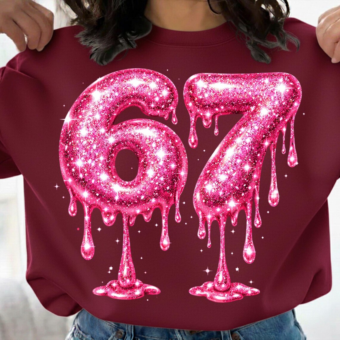Pink Glitter 67 PNG, Dripping Numbers Sublimation Design - Etsy