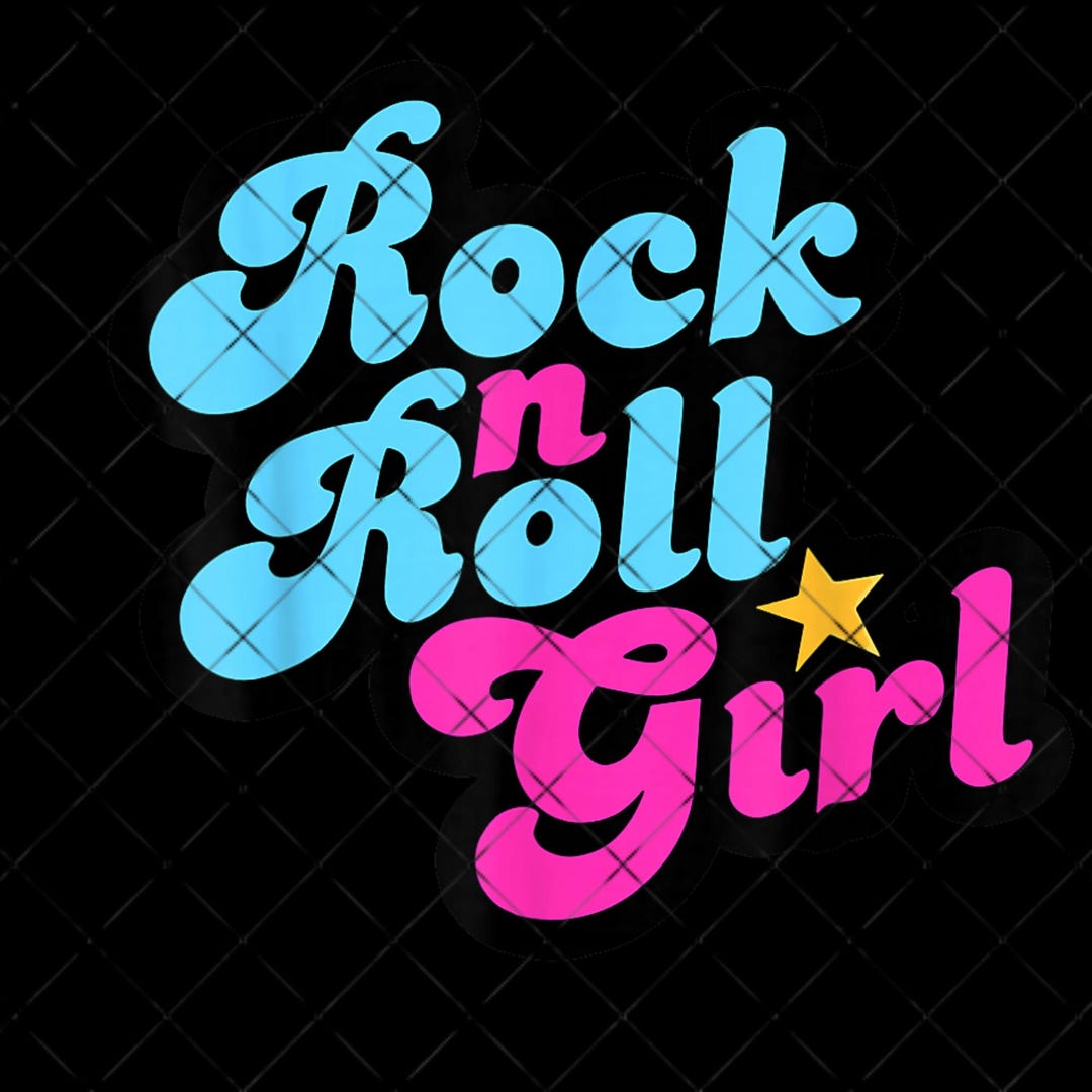 Rock N Roll Girl PNG | Y2K Retro Bubble Letter Clipart (digital ...