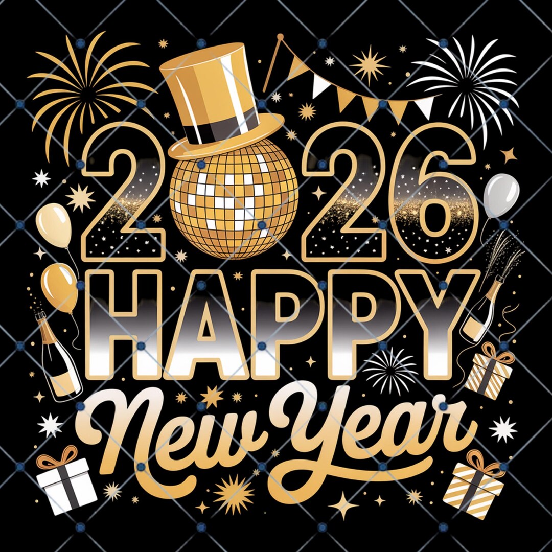 2026 Happy New Year PNG, Gold Sparkle NYE Design (digital Download) - Etsy