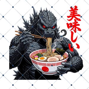 Godzilla Eating Ramen Png - Etsy