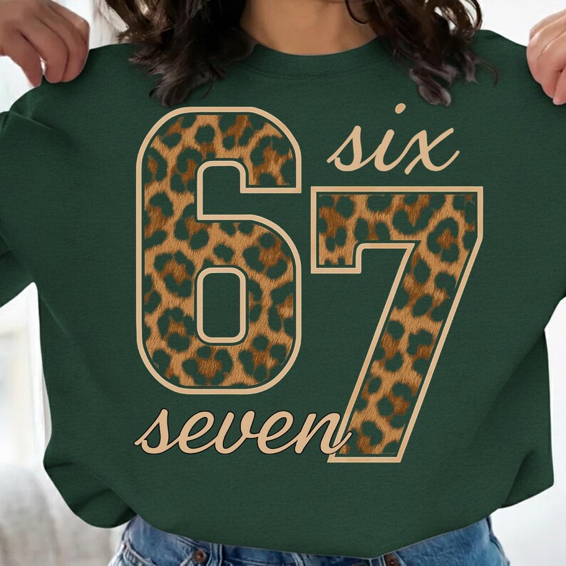 67 Meme PNG, Leopard Print Numbers, Gen Z Design (digital Download ...