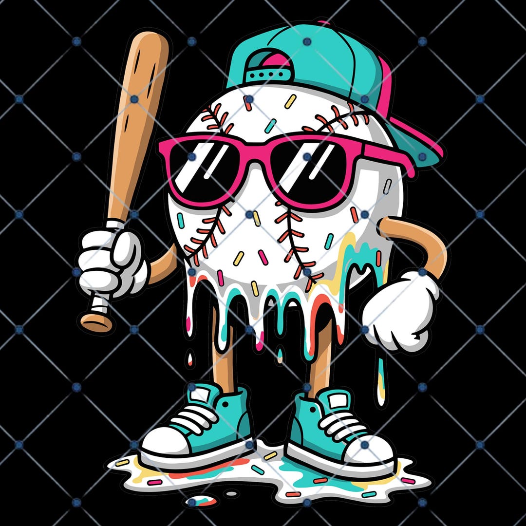 Melting Baseball PNG | Neon Drip, Sport T-shirt Art (digital Download ...