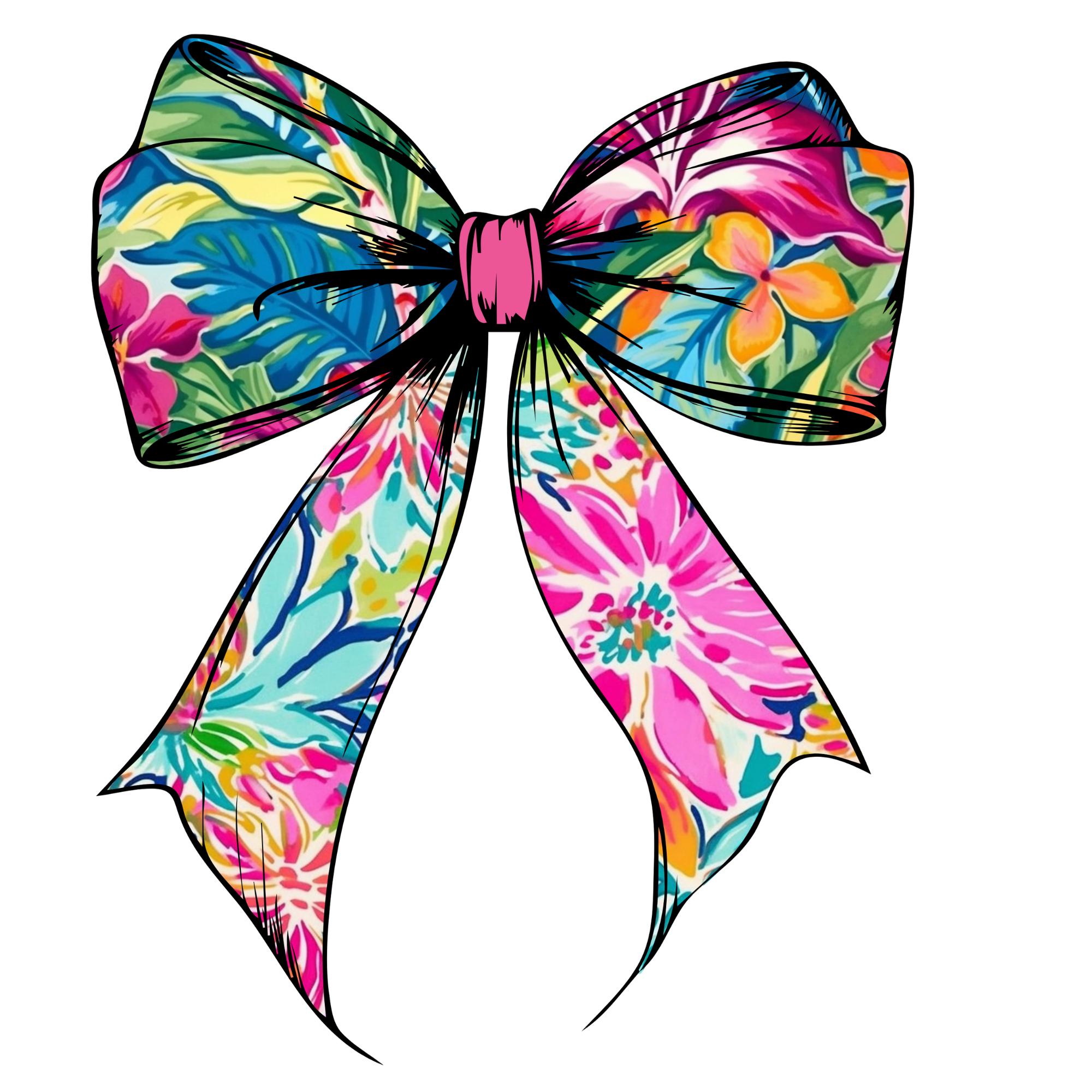 Floral Bow PNG, Colorful Boutique Bow Clipart, Trendy Floral Bow ...