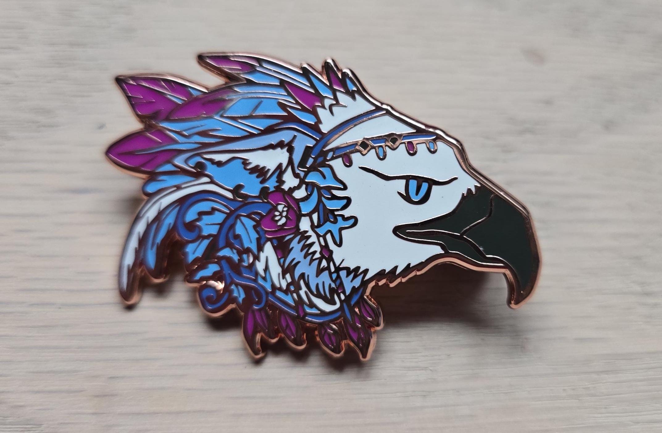 Fantasy Gryphon Bald Eagle Bird Portrait Tribal Enamel Pin - Etsy