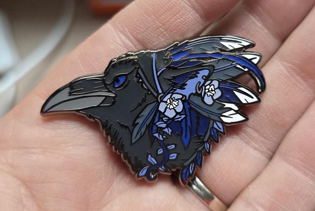 Fantasy Gryphon Raven Corvid Bird Portrait Tribal Enamel Pin - Etsy