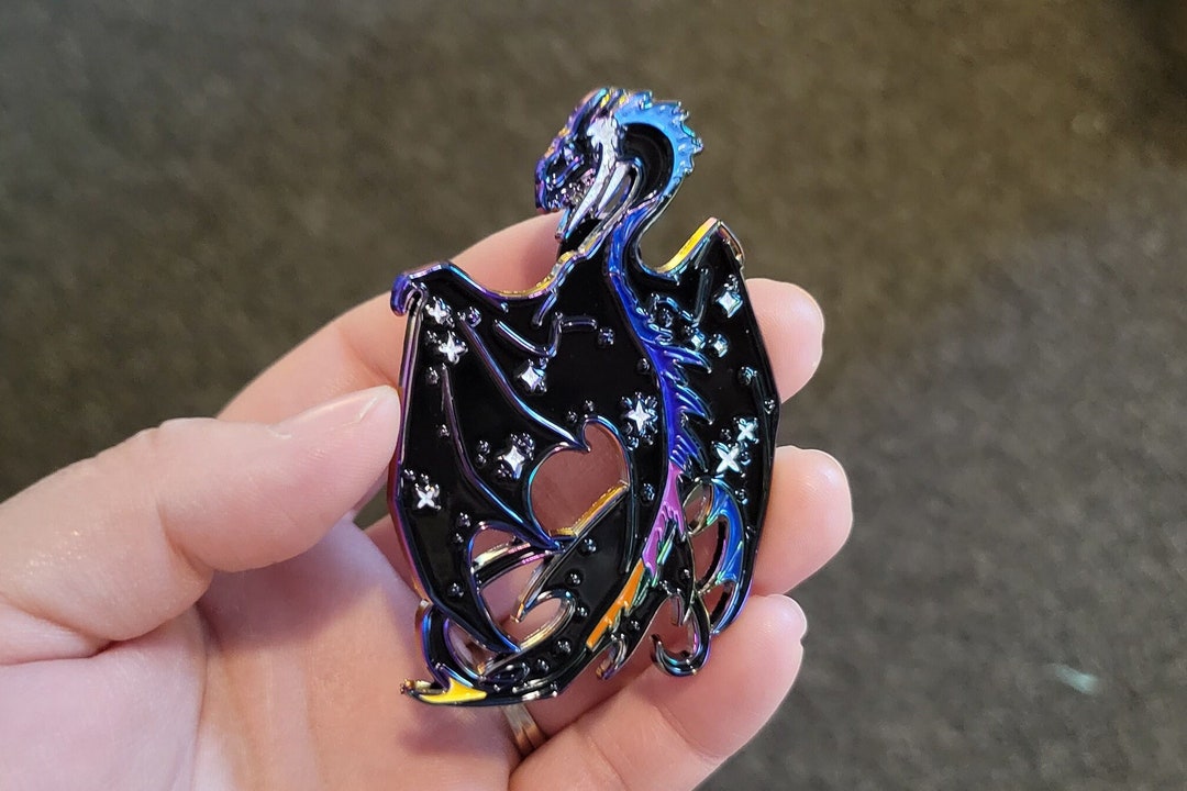 Elemental Night Starry Black Rainbow Magical Dragon Fantasy Enamel Pin ...