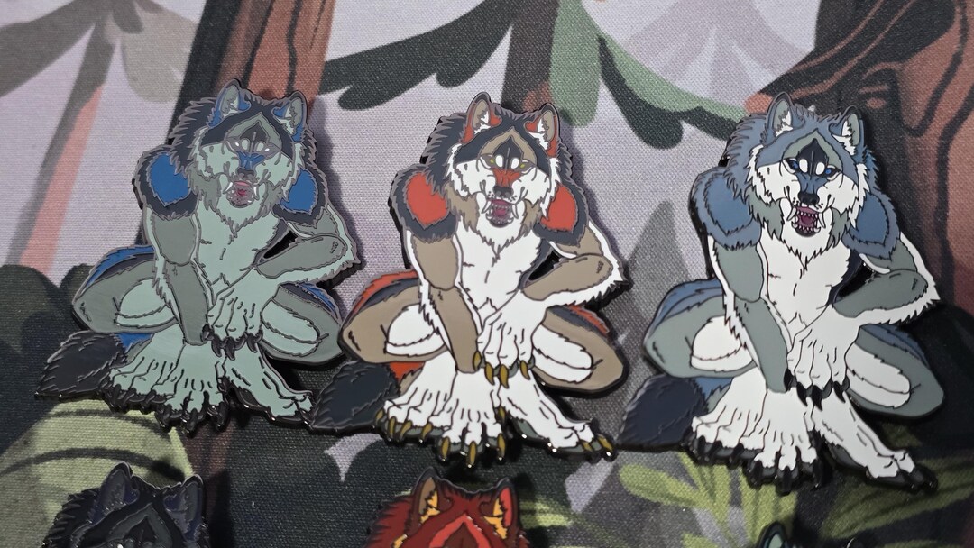 Snarly Werewolf Lycan Anthropomorphic Horror Hard Enamel Pins (multiple ...