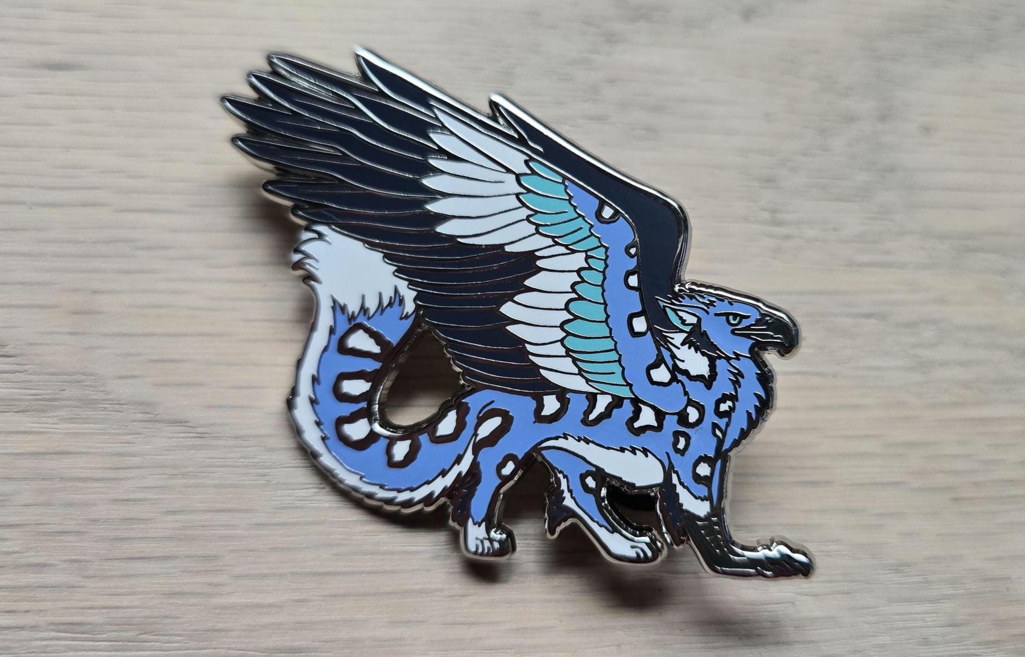 Fantasy Gryphon Snow Leopard Bird Flying Portrait Enamel Pin - Etsy