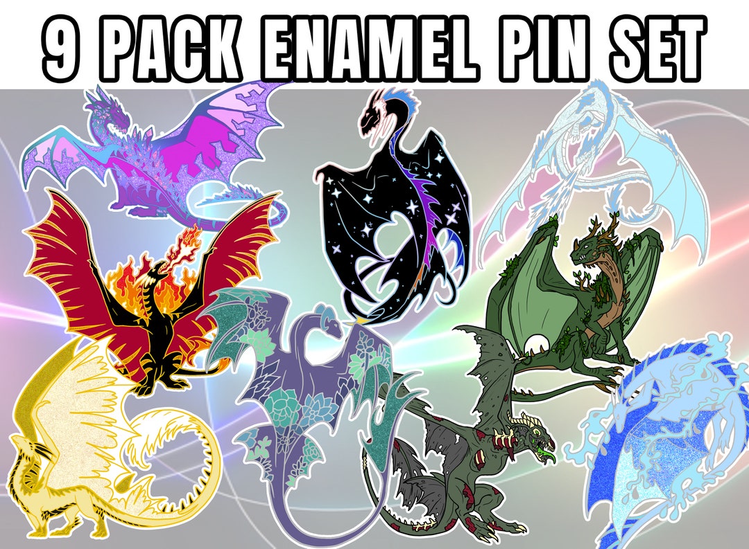 Elemental Dragon Enamel Pin Set: Fantasy Magical Pins - Etsy