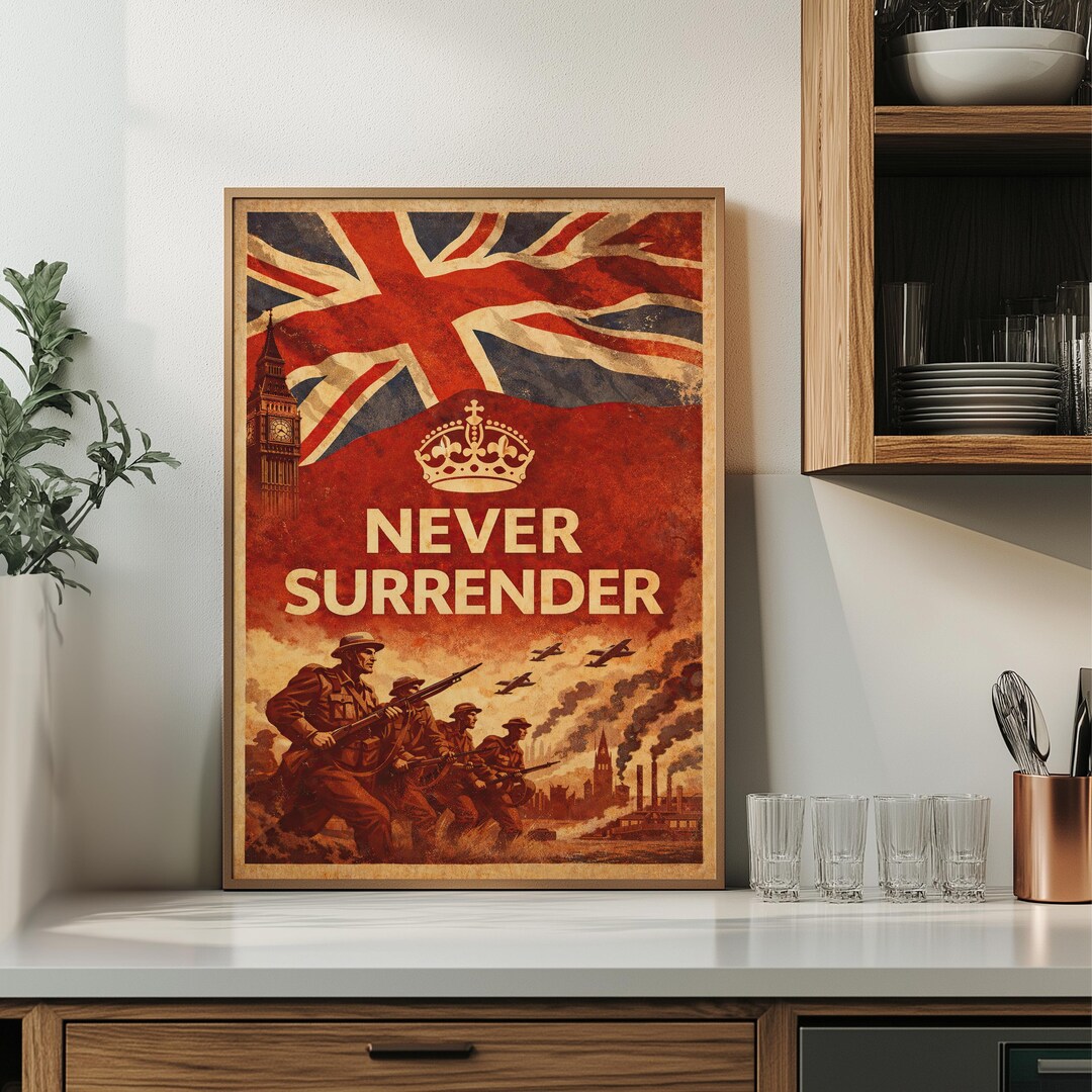 WWII British Propaganda Poster | "never Surrender" Vintage Print ...