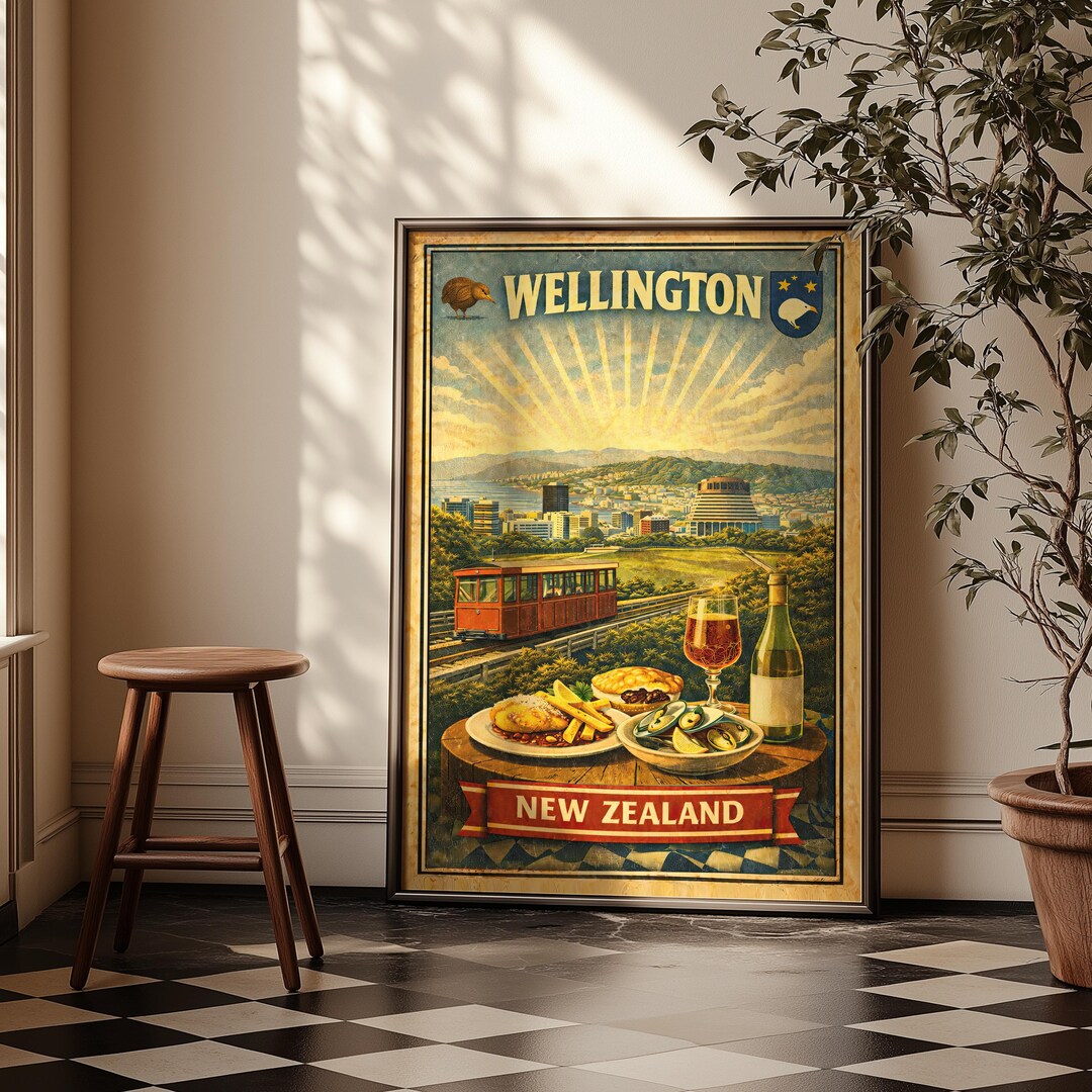 Wellington Vintage Travel Poster | Wellington New Zealand Wall Art ...