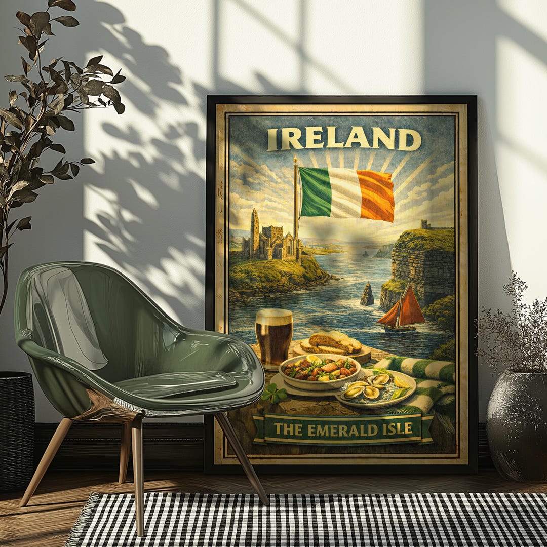 Ireland Vintage Travel Poster | the Emerald Isle Wall Art | Irish ...
