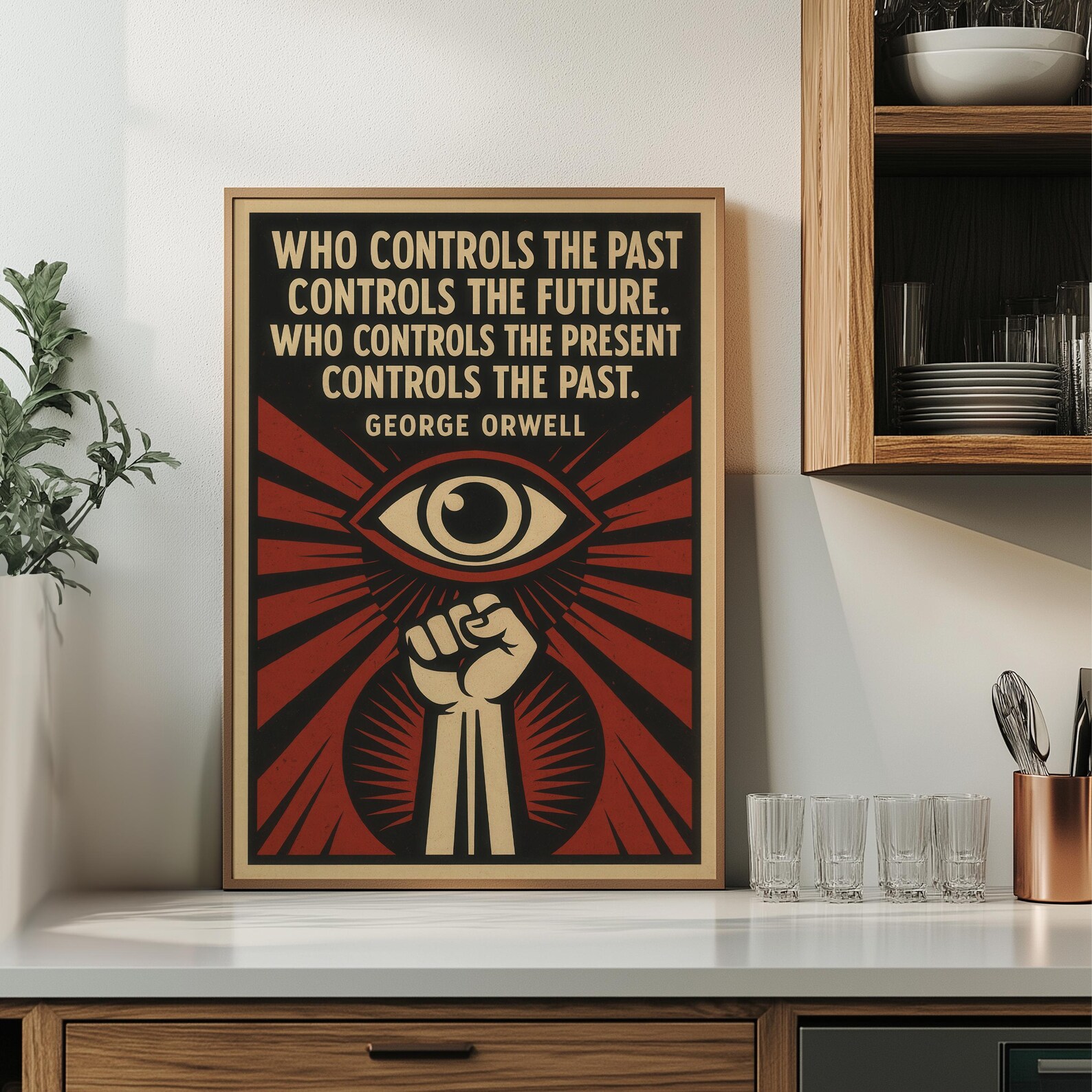 George Orwell Quote Poster | "who Controls the Past" Wall Art | Retro ...