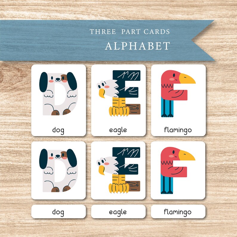 Animal Alphabet Flashcards – Printable A–Z Cards for Nursery, Preschool ...