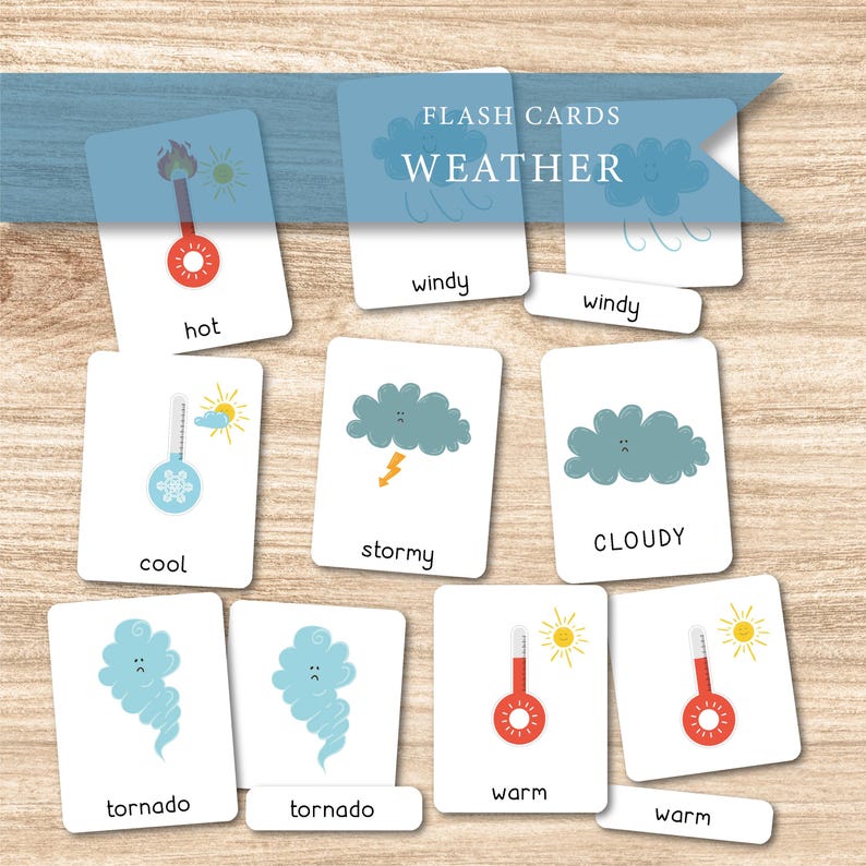 Printable Weather Flashcards – Digital Download for Toddlers ...