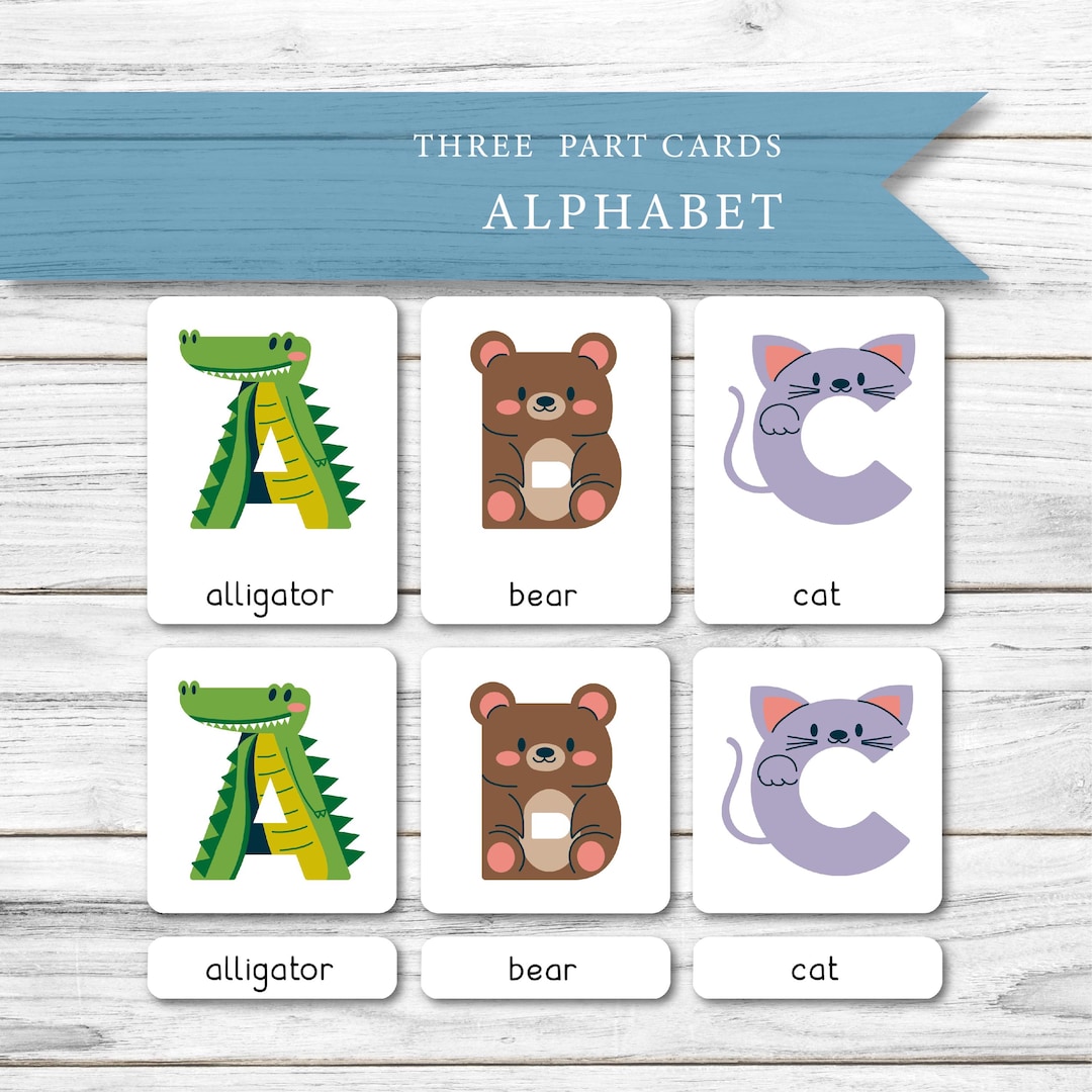 Animal Alphabet Flashcards – Printable A–Z Cards for Nursery, Preschool ...