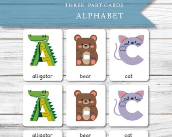 Animal Alphabet Flashcards – Printable A–Z Cards for Nursery, Preschool ...